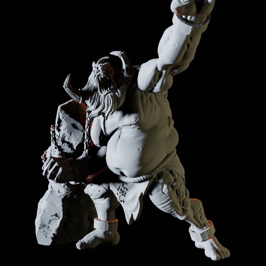 Chained Troll Miniature B for D&D, Dungeons and Dragons, Pathfinder and ...