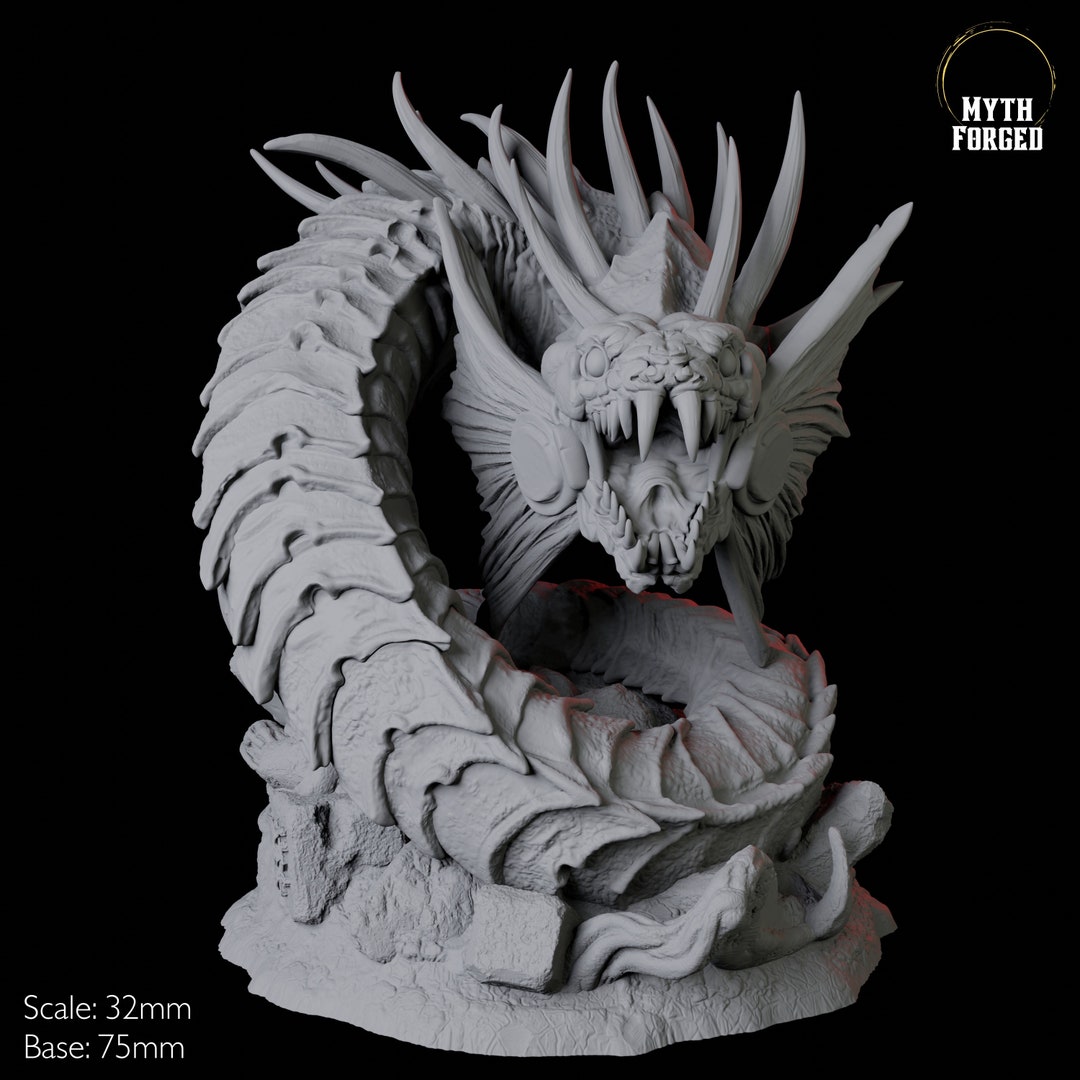 Coiled Giant Snake Miniature B for D&D, Dungeons and Dragons ...