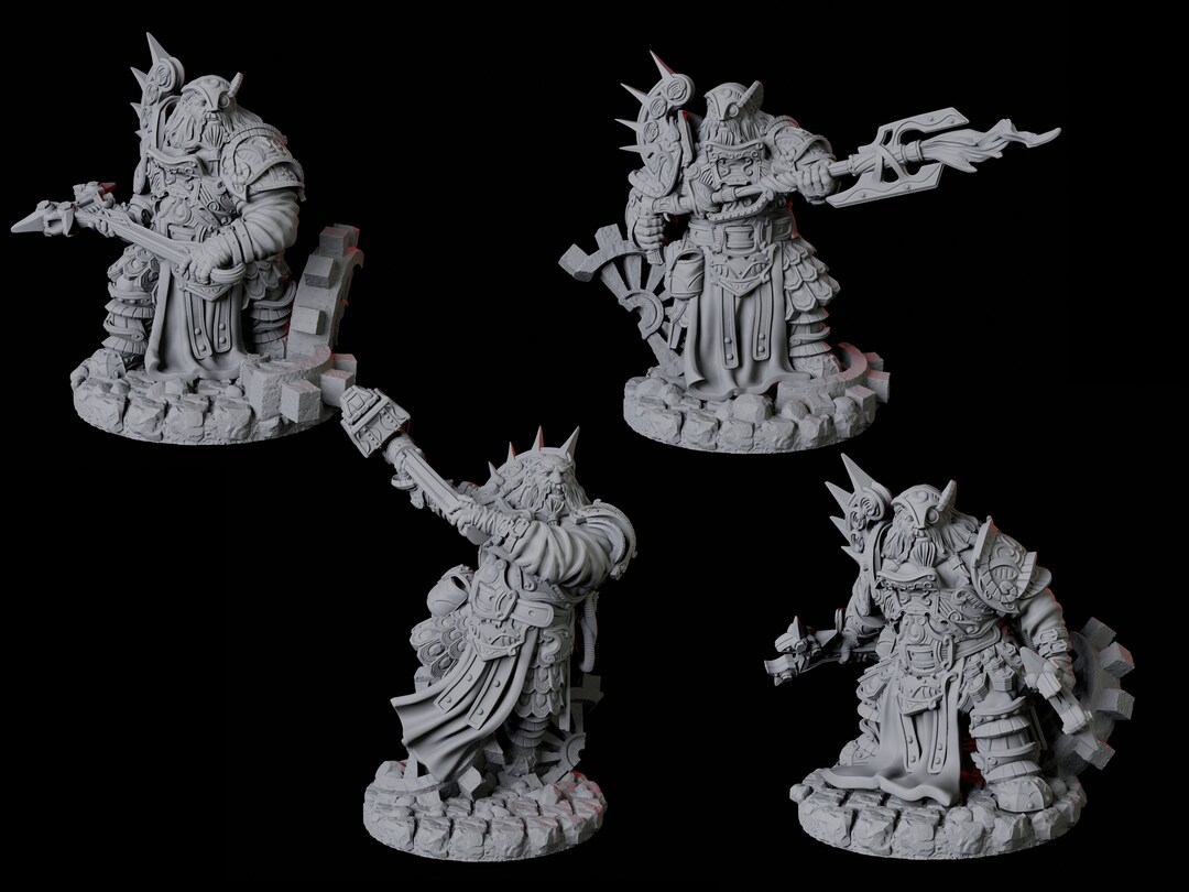 Four Dwarf Artificer Engineer Miniatures for D&D, Dungeons and Dragons ...