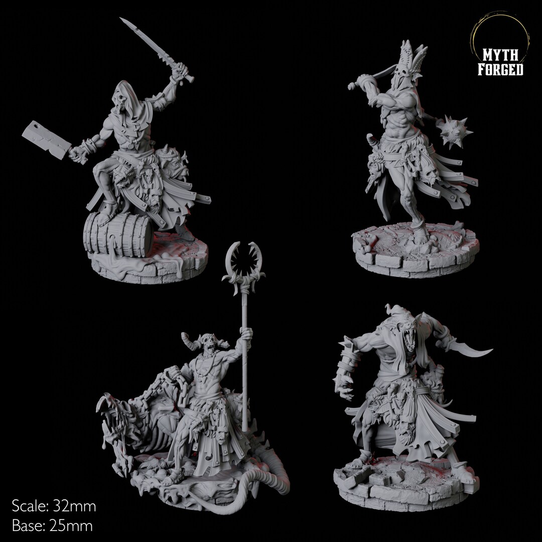 Four Rat Worshipping Zealot Miniatures for D&D, Dungeons and Dragons ...