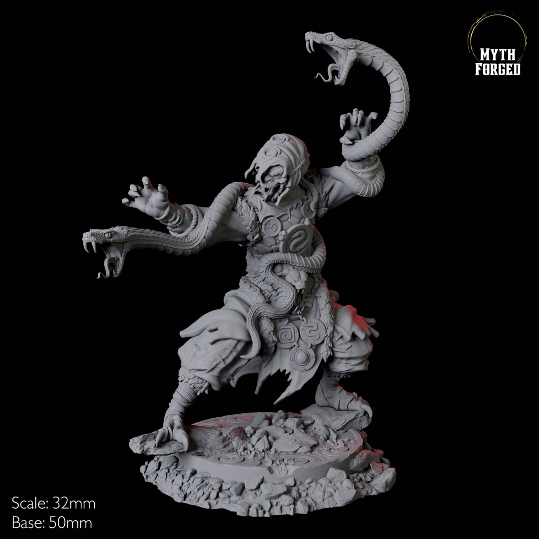 Yuan-ti Malison Snake Charmer Miniature D for D&D, Dungeons and Dragons ...