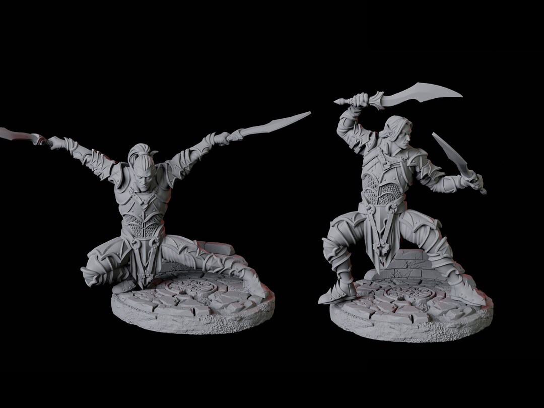 Two Dark Elf or Drow Swordsman Miniastures for D&D, Dungeons and ...