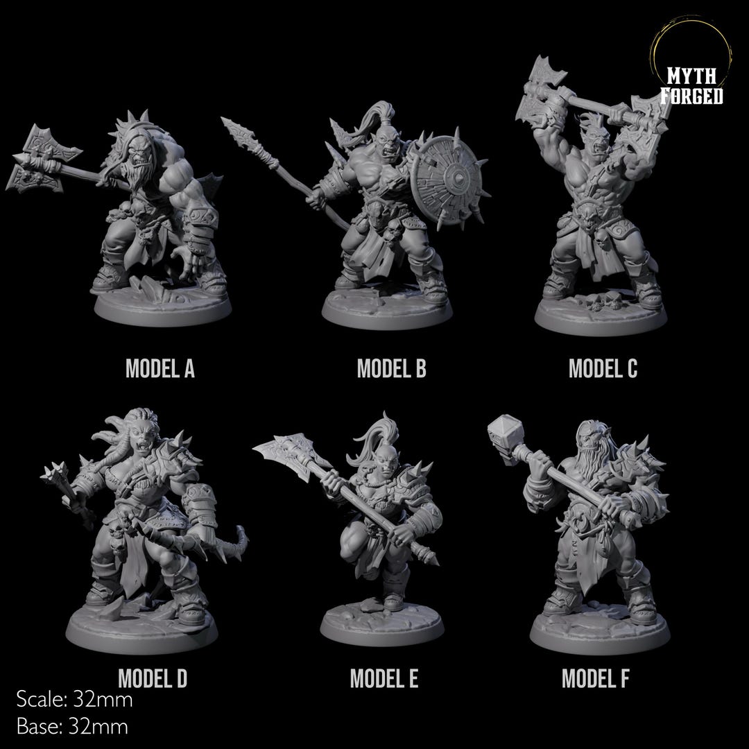 Six Marauding Orc Raiders Miniature for D&D, Dungeons and Dragons ...