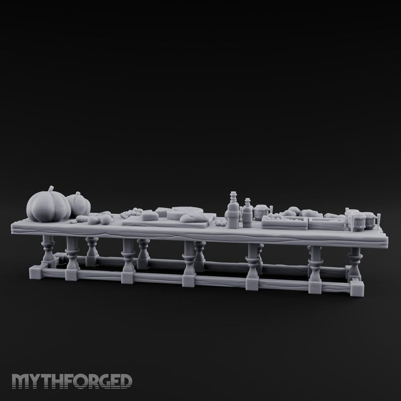 Harvest Feast Banquet Table 3D Printed Terrain for D&D, Dungeons and ...