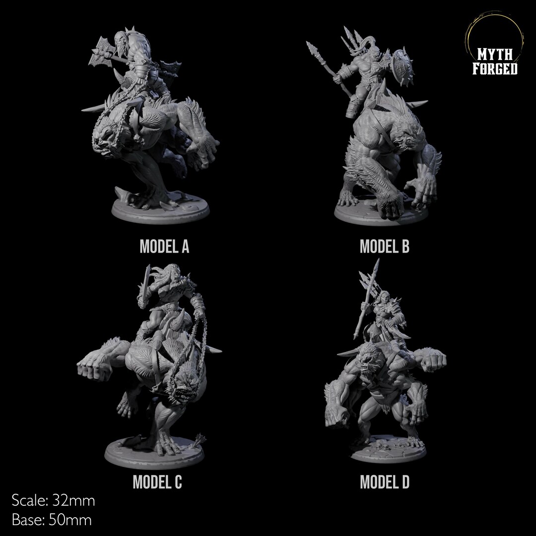 Orc Raiders Riding Barlguras Miniature for D&D, Dungeons and Dragons ...