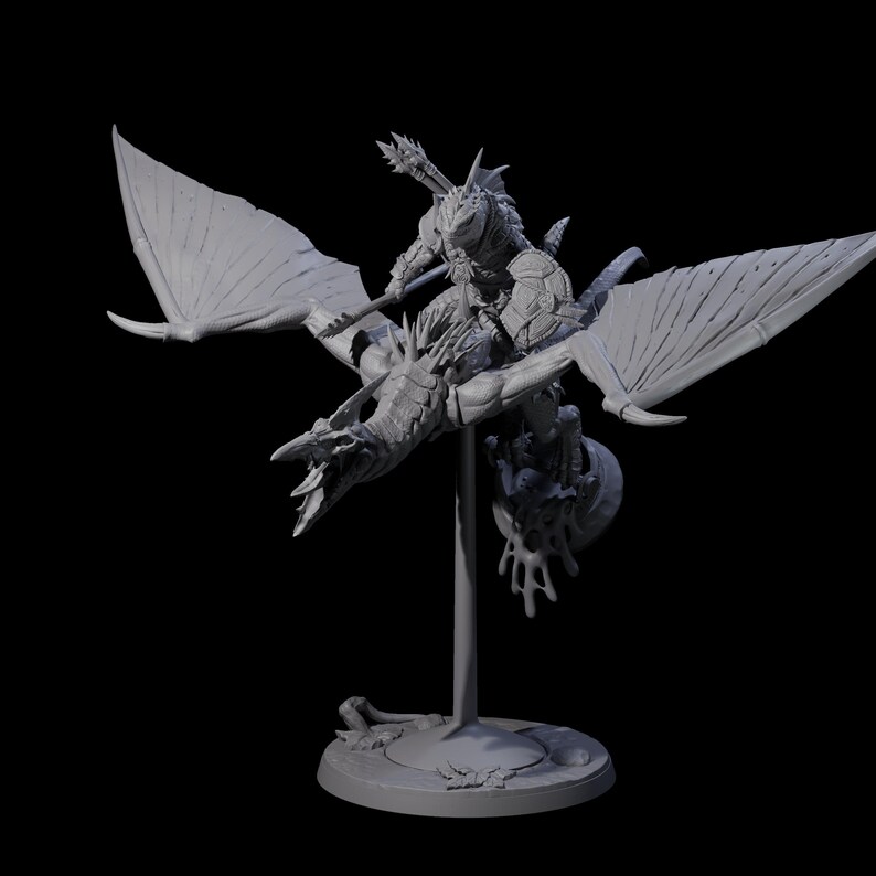 Boiling Lizardfolk Pteranodon Rider D Miniature for D&D, Dungeons and ...