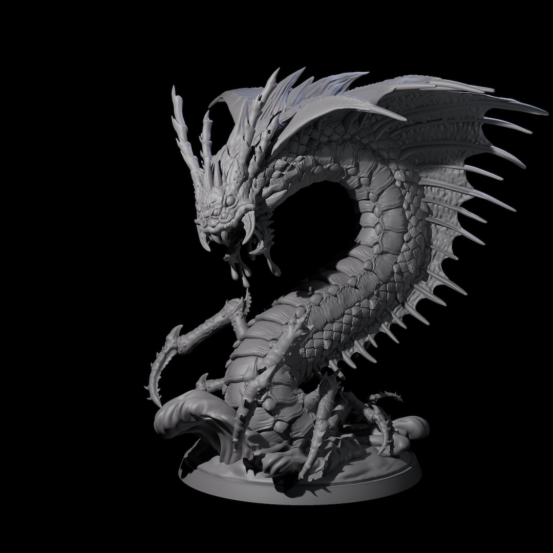 Ambushing Fjord Linnorm Miniature for D&D, Dungeons and Dragons ...