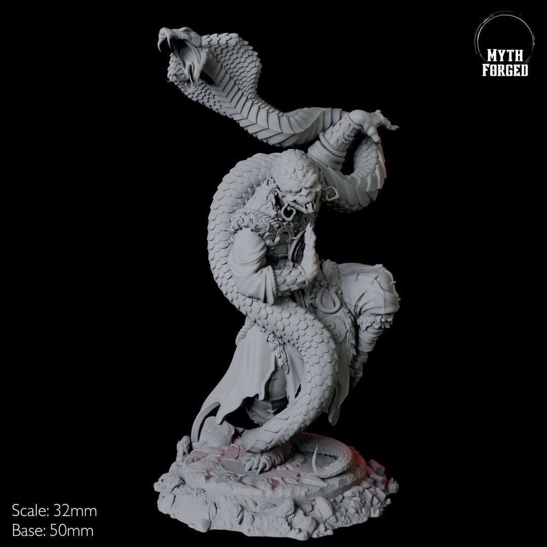 Yuan-ti Malison Snake Charmer Miniature C for D&D, Dungeons and Dragons ...