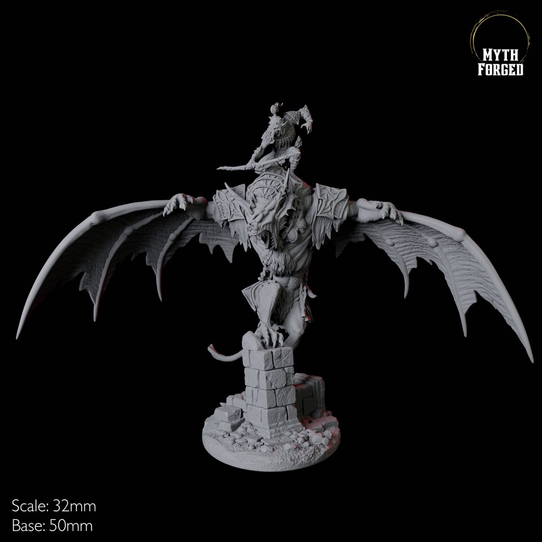 Vampire Spawn Giant Bat Rider Miniature A for D&D, Dungeons and Dragons ...