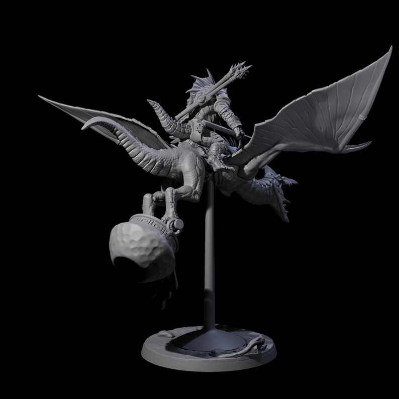 Boiling Lizardfolk Pteranodon Rider D Miniature for D&D, Dungeons and ...