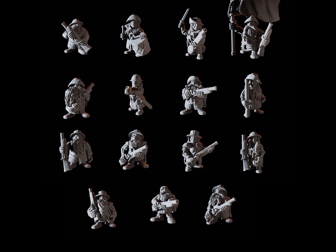 Fifteen Dwarf Musketeers Miniatures for D&D, Dungeons and Dragons ...