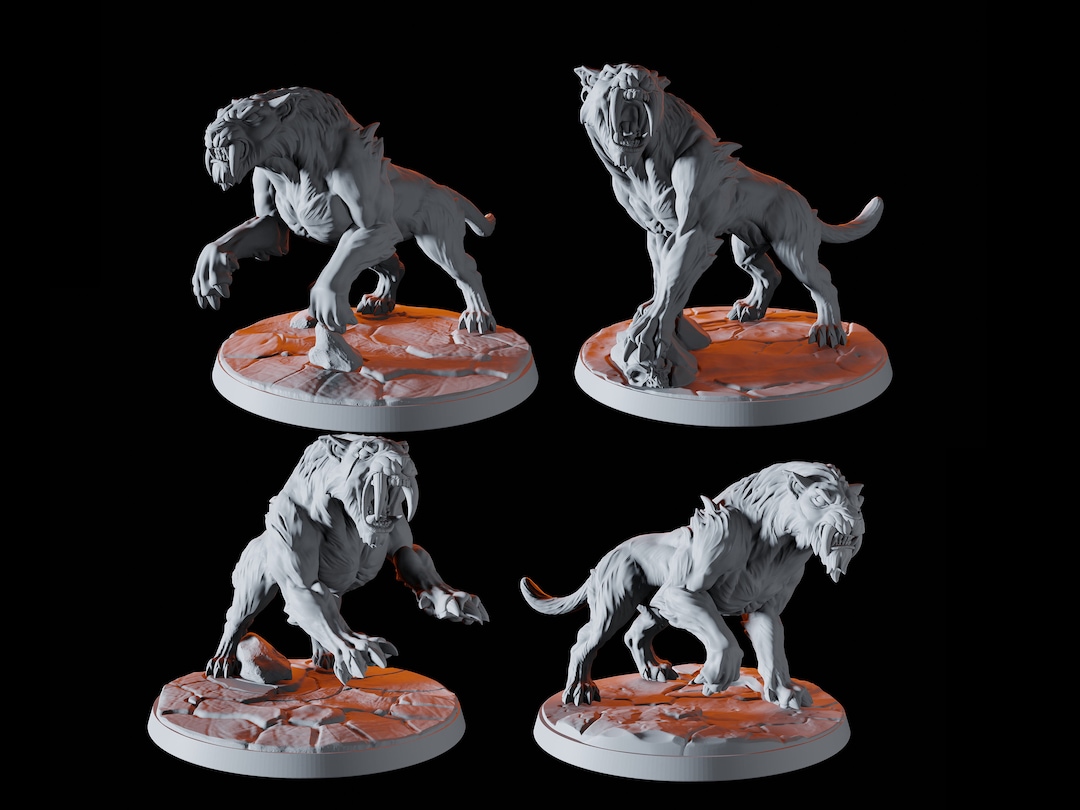 Sabre-toothed Tiger Miniatures for D&D, Dungeons and Dragons ...