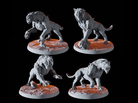 Sabre-toothed Tiger Miniatures for D&D Dungeons and Dragons | Etsy