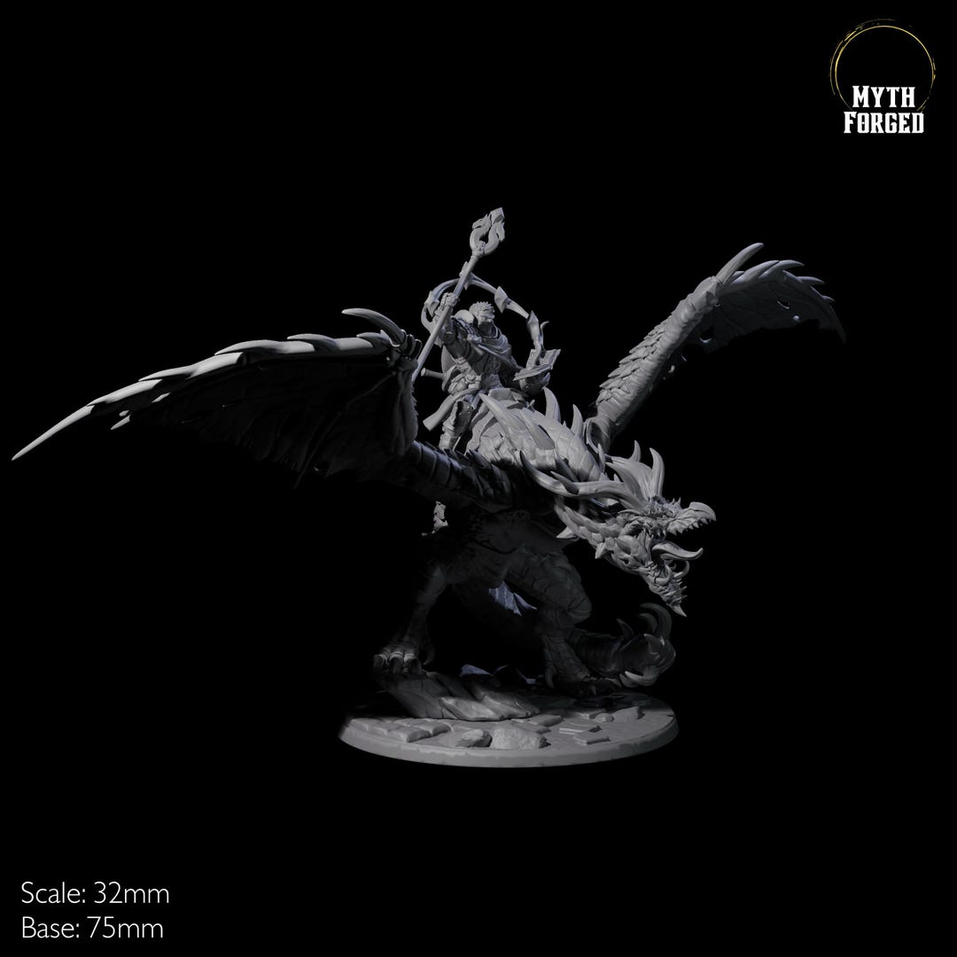 Holy Paladin Dragon Rider Miniature for D&D, Dungeons and Dragons ...
