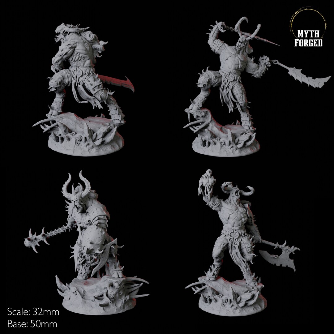 Four Savage Roru Demon Miniatures for D&D, Dungeons and Dragons ...