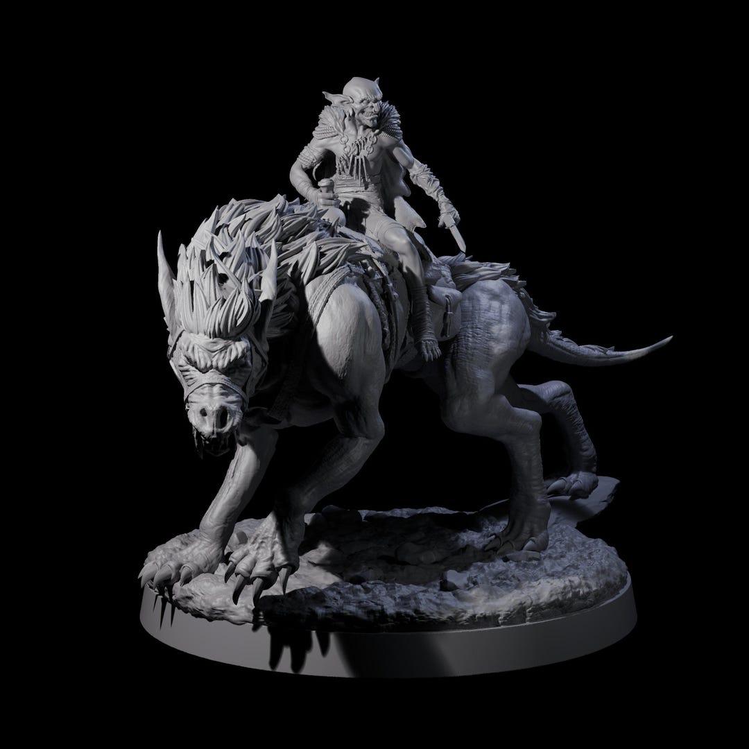 Insane Goblin Worg Rider A Miniature for D&D, Dungeons and Dragons ...