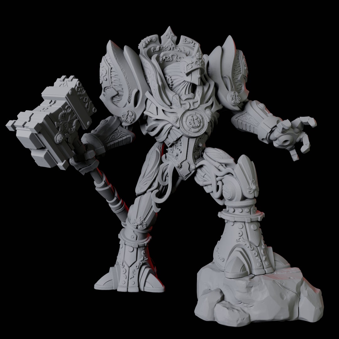 Ornate Warforged Paladin Miniature for D&D, Dungeons and Dragons ...