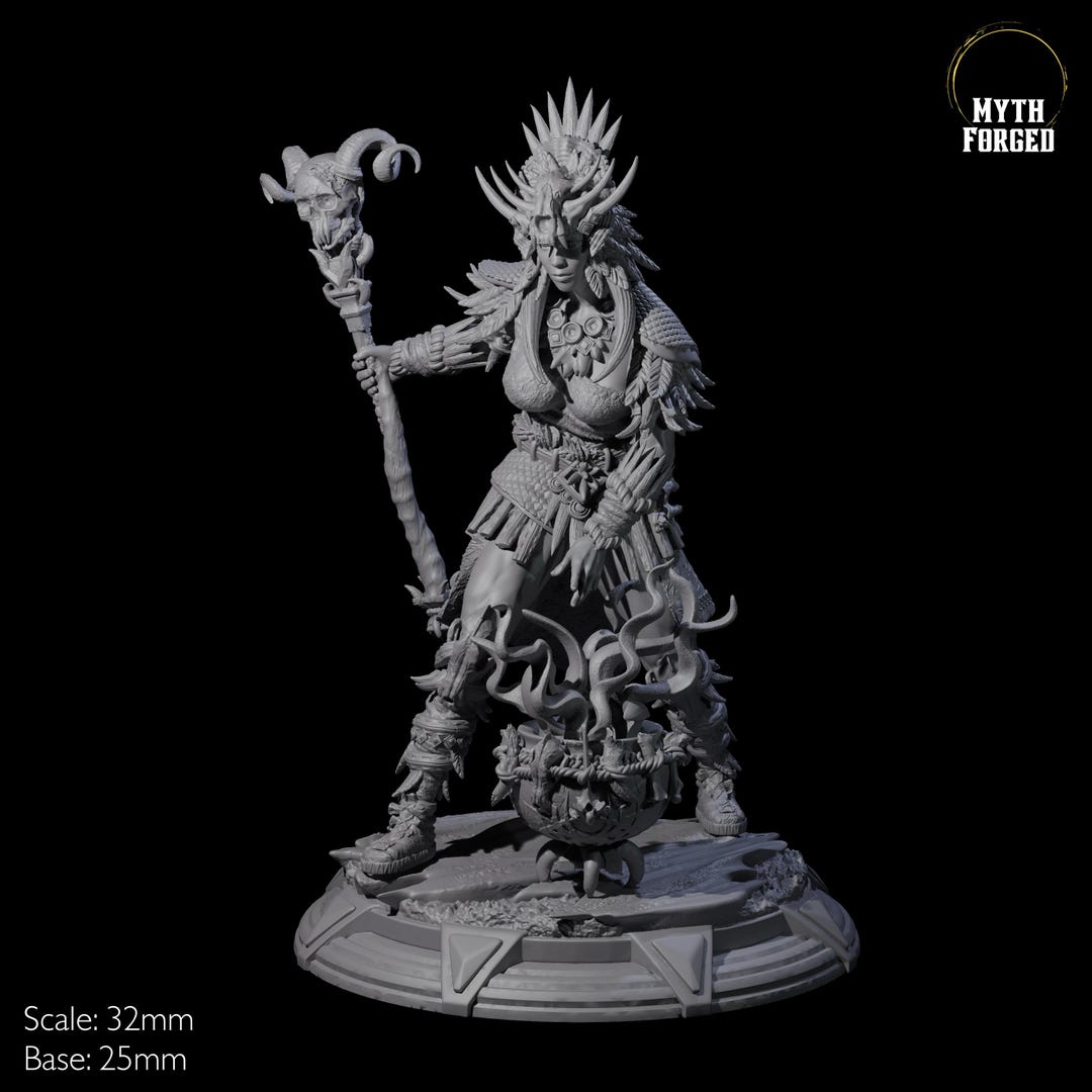 Female Wild Barbarian Witch Miniature - D&D, Dungeons and Dragons ...