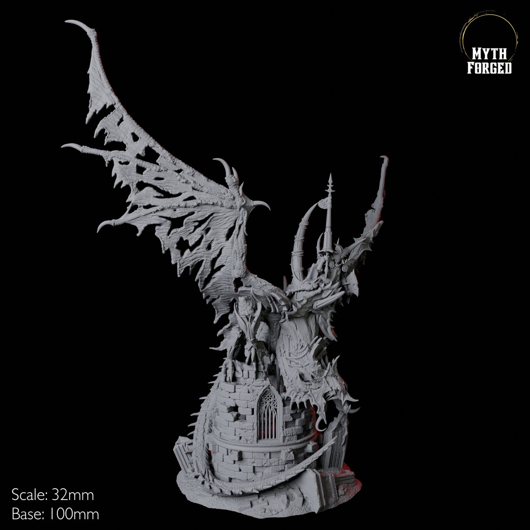 Epic Dracolich Undead Dragon With Wraith Rider Miniature for D&D ...