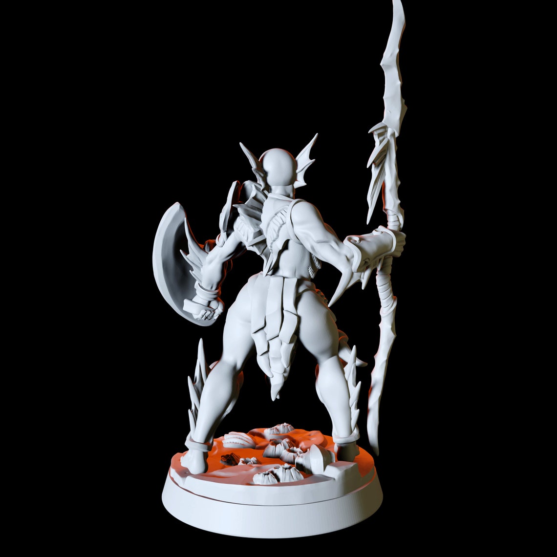 Female Sea Elf Miniature With Spear and Shield for D&D, Dungeons and ...