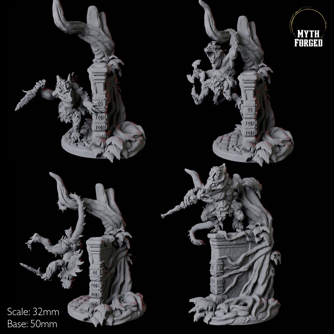 Four Grung or Lizardfolk Rogue Miniatures for D&D, Dungeons and Dragons ...