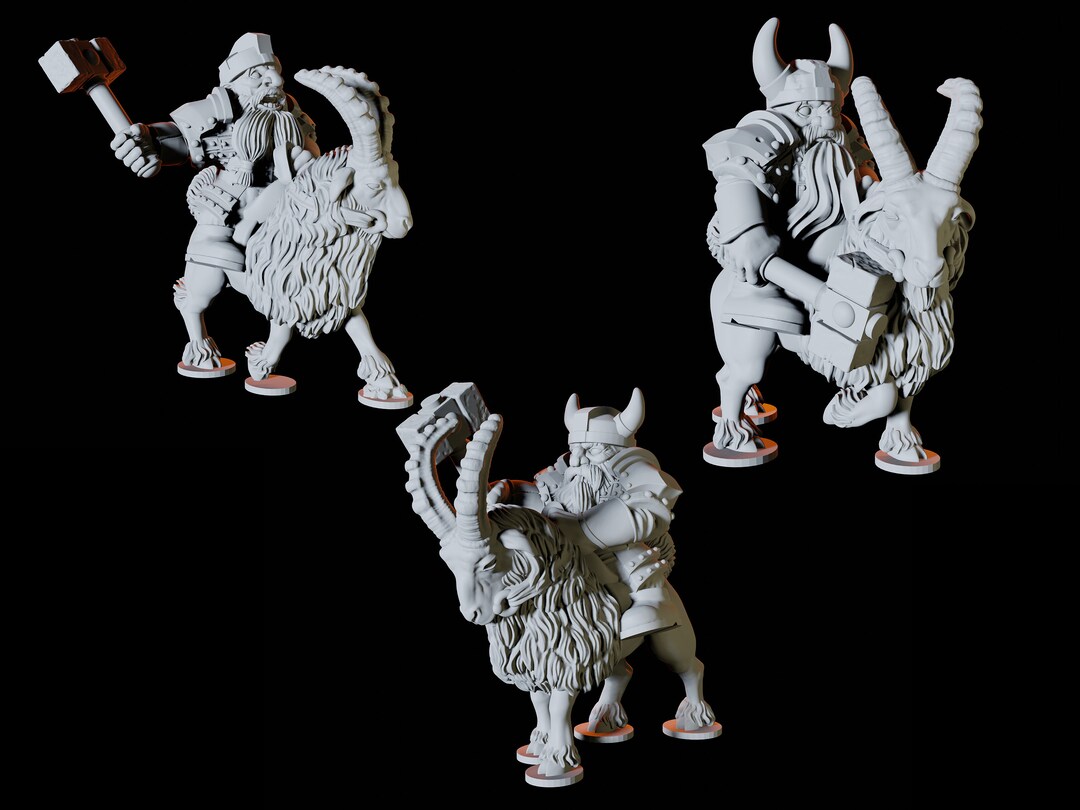 Three Dwarf Warriors Riding Goats for D&D, Dungeons and Dragons ...