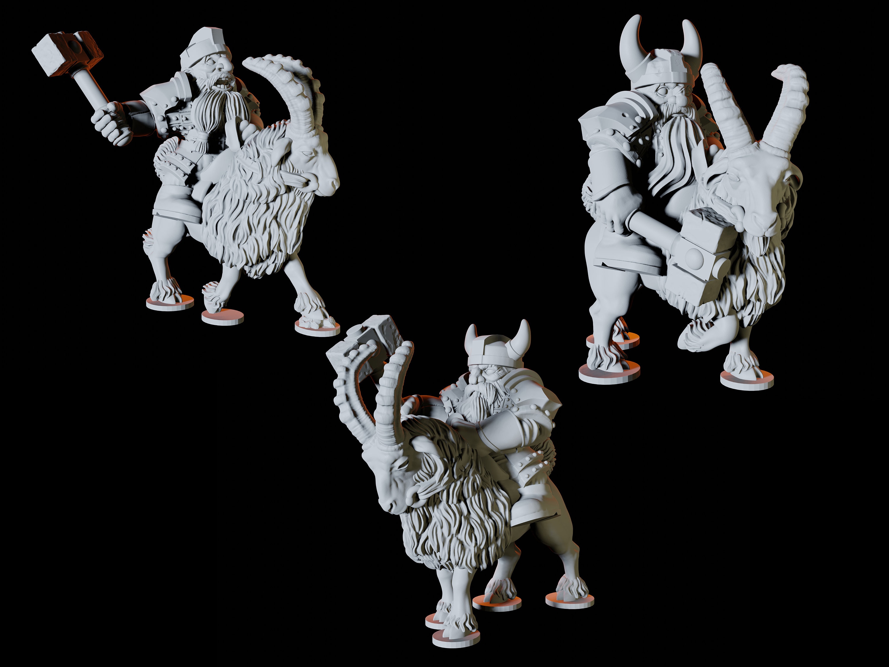 Three Dwarf Warriors riding goats for D&D Dungeons and | Etsy