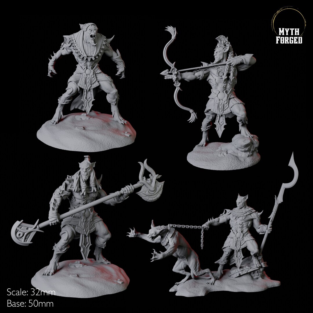 Four Powerful Tabaxi Warrior Miniatures for D&D, Dungeons and Dragons ... Four Powerful Tabaxi Warrior Miniatures for D&D, Dungeons and Dragons ...