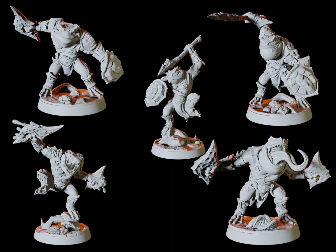 Five Bullywug Soldiers Army for D&D, Dungeons and Dragons, Pathfinder ...