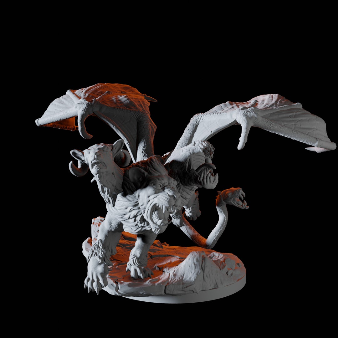 Roaring Chimera Miniature for D&D, Dungeons and Dragons, Pathfinder and ...