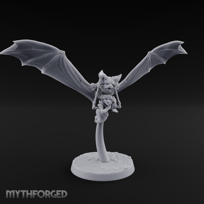 Bat Riding Gnome Courier Miniature for D&D, Dungeons and Dragons ...