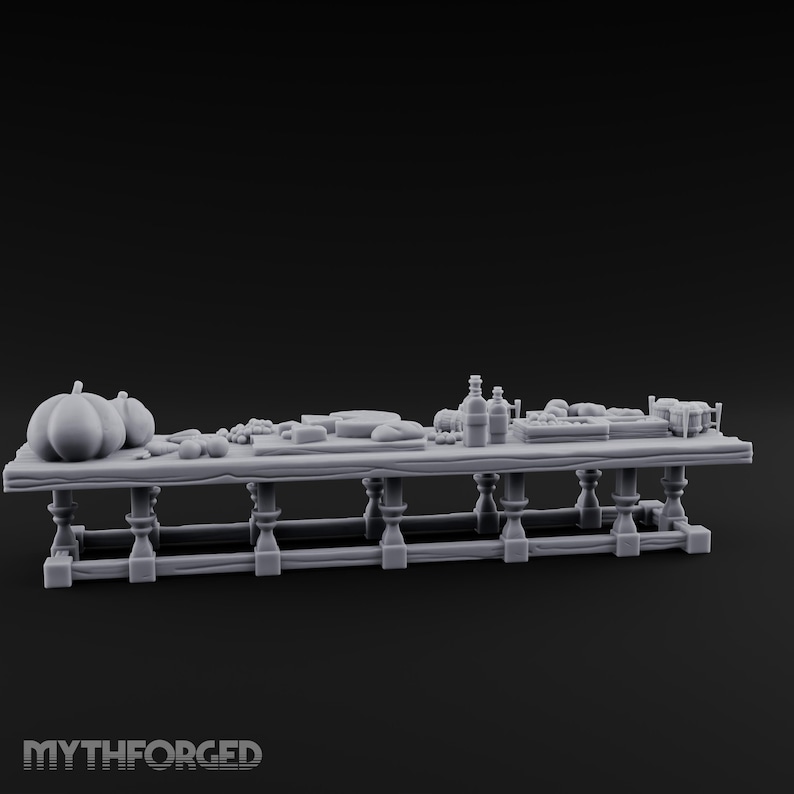 Harvest Feast Banquet Table 3D Printed Terrain for D&D, Dungeons and ...