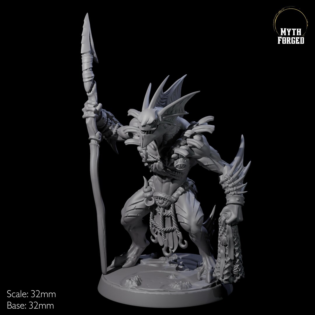 Sodden Sahuagin, Merrow or Kau-toa Warrior Miniature D for D&D ...
