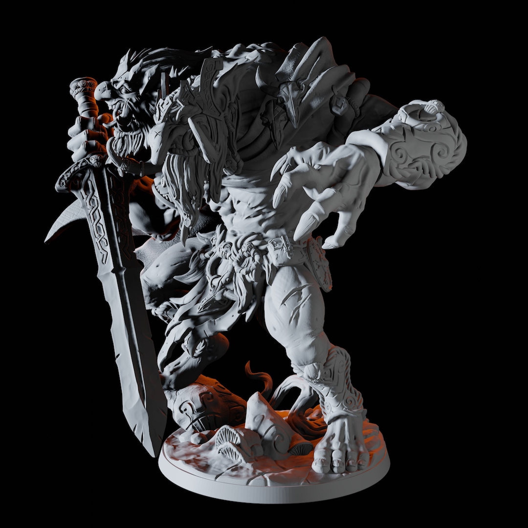 Double Headed Troll Warchief Miniature for D&D, Dungeons and Dragons ...