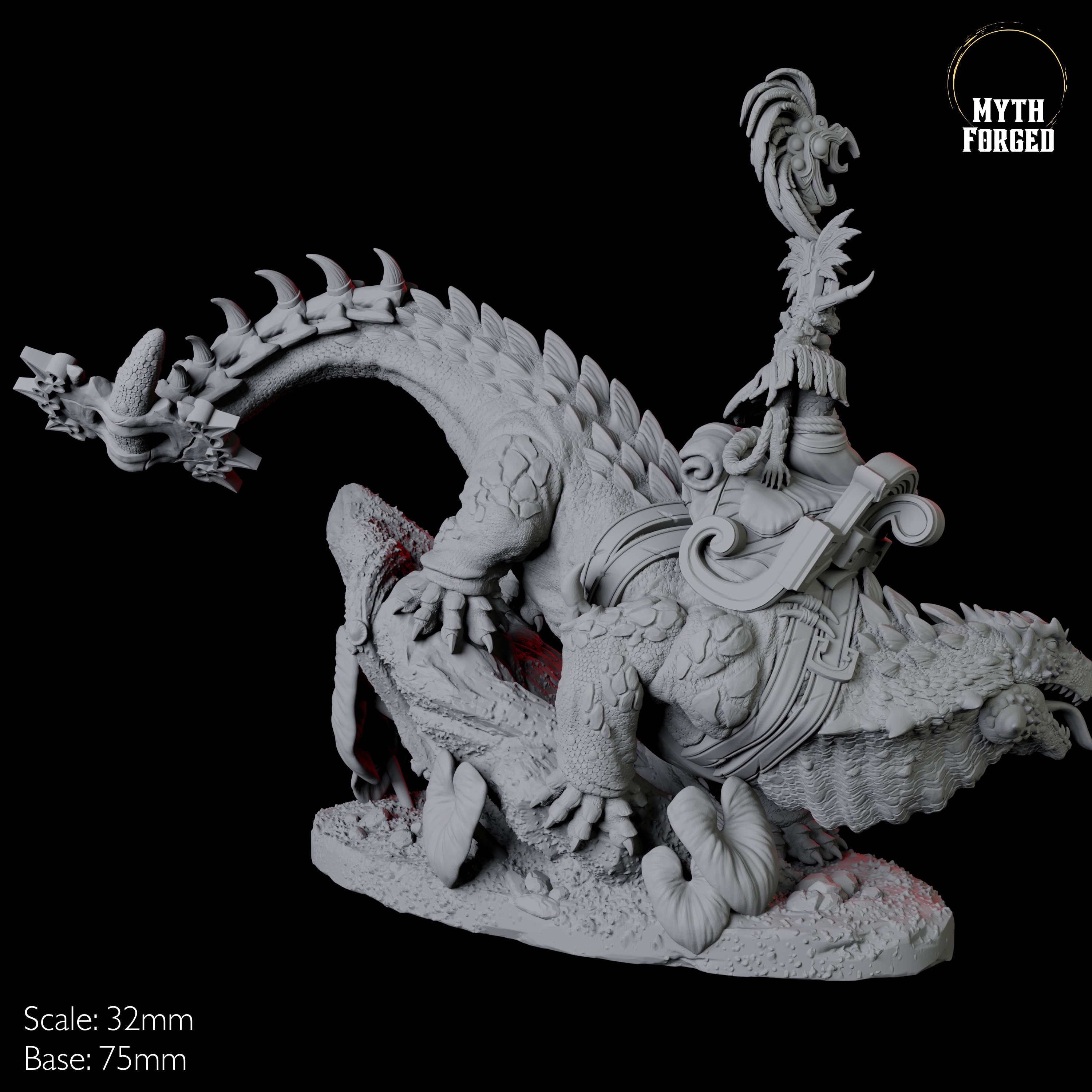 Lizardfolk Riding Giant Lizard Miniature A for D&D, Dungeons and ...