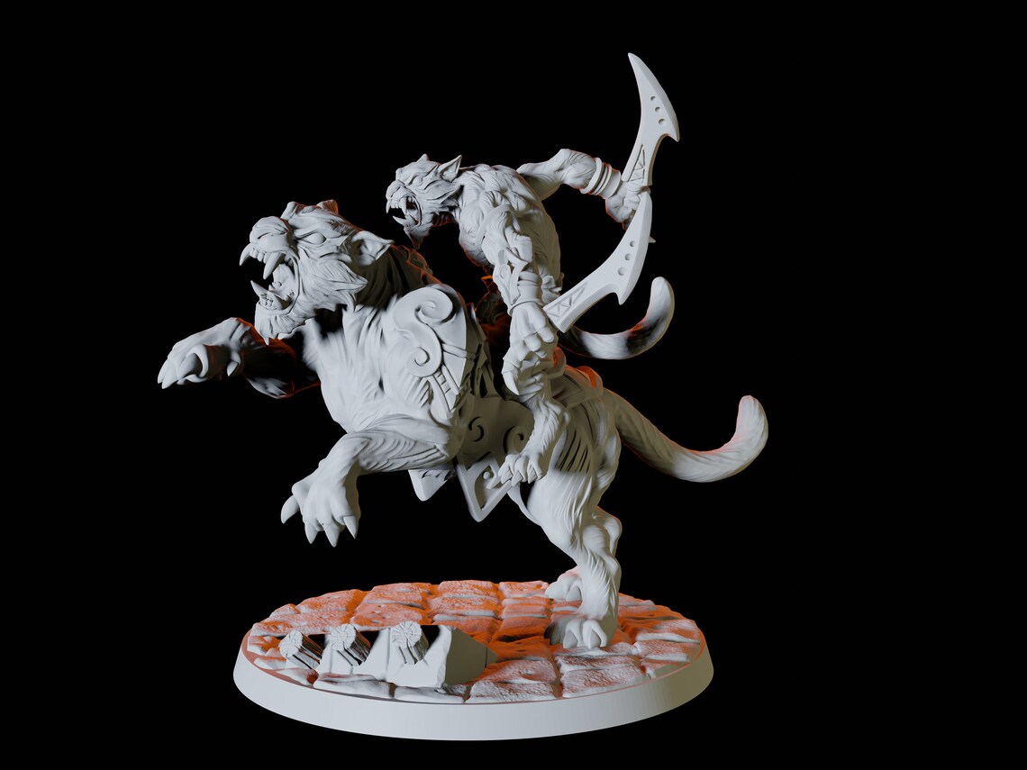 Tabaxi, Tigerfolk or Rakshasa Riders Miniature for D&D, Dungeons and ...