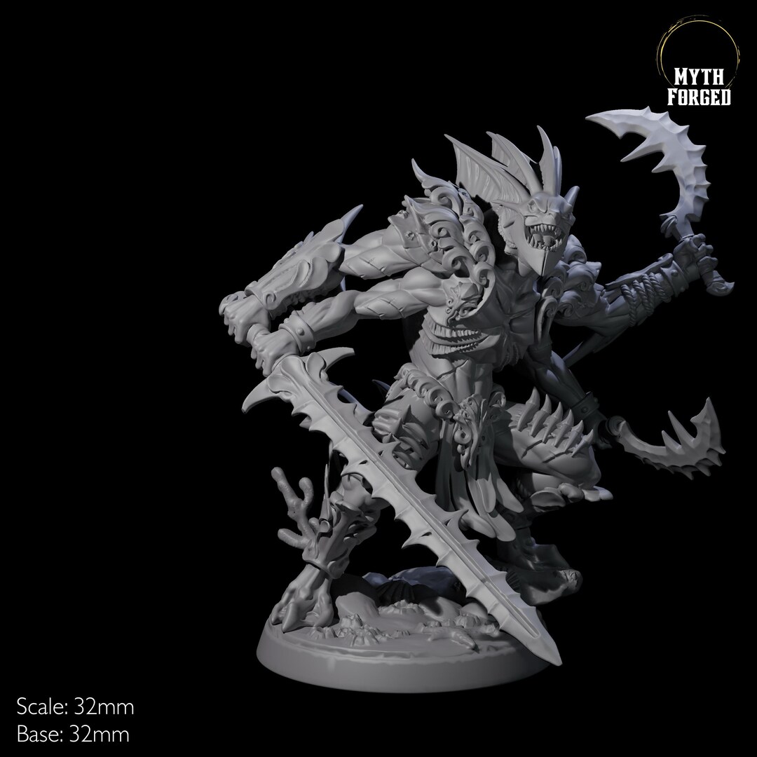 Multi-armed Sahuagin, Merrow or Kau-toa Warrior Miniature for D&D ...