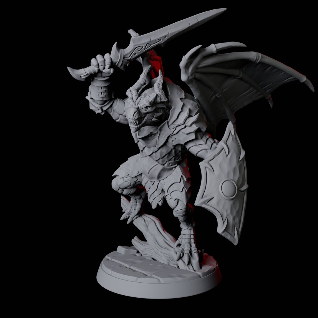 Winged Dauntless Dragonborn Fighter Miniature D for D&D, Dungeons and ...