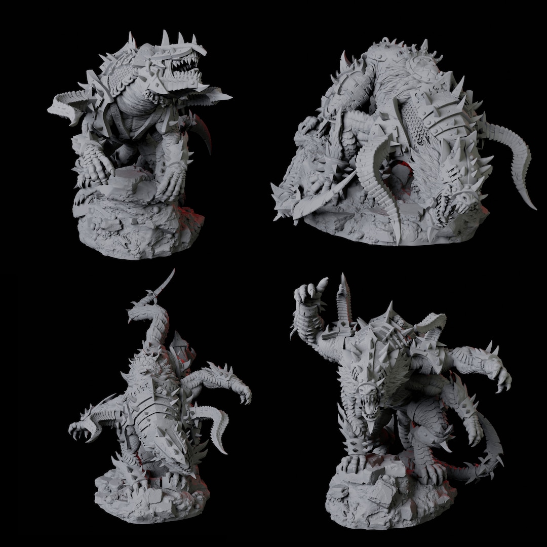 Four Armoured Udaak or Four Armed Beast Miniatures for D&D, Dungeons ...