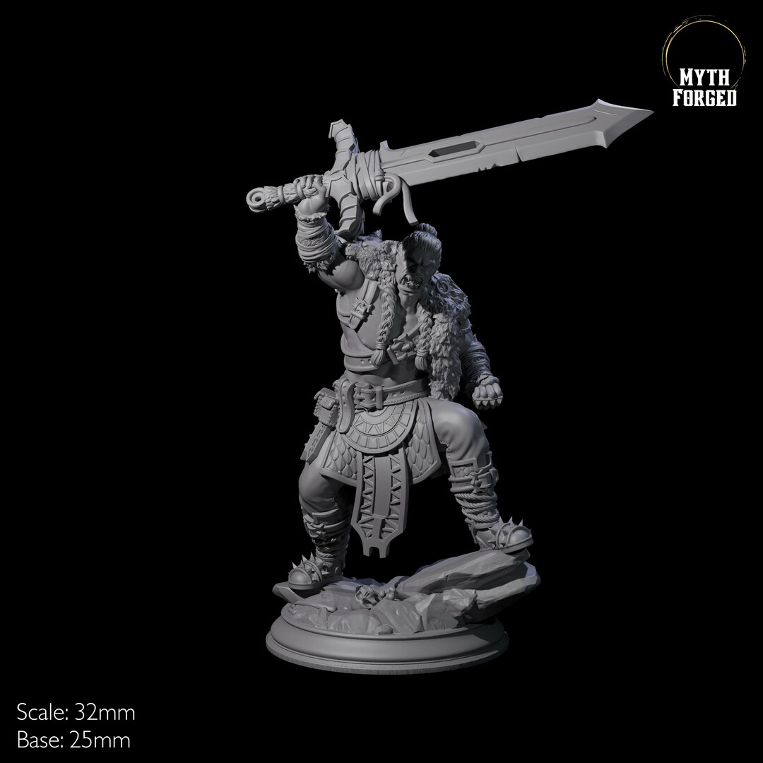 Raging Orc Champion Miniature for D&D, Dungeons and Dragons, Pathfinder ...