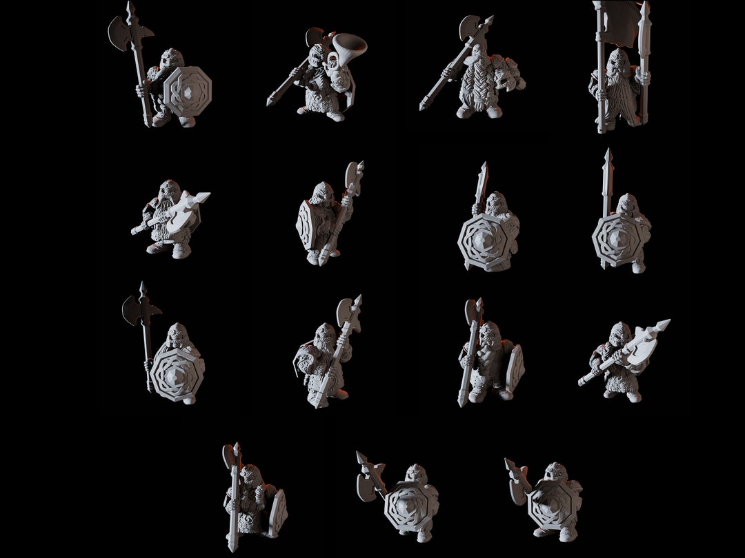 Fifteen Dwarf Royal Guard Miniatures for D&D, Dungeons and Dragons ...