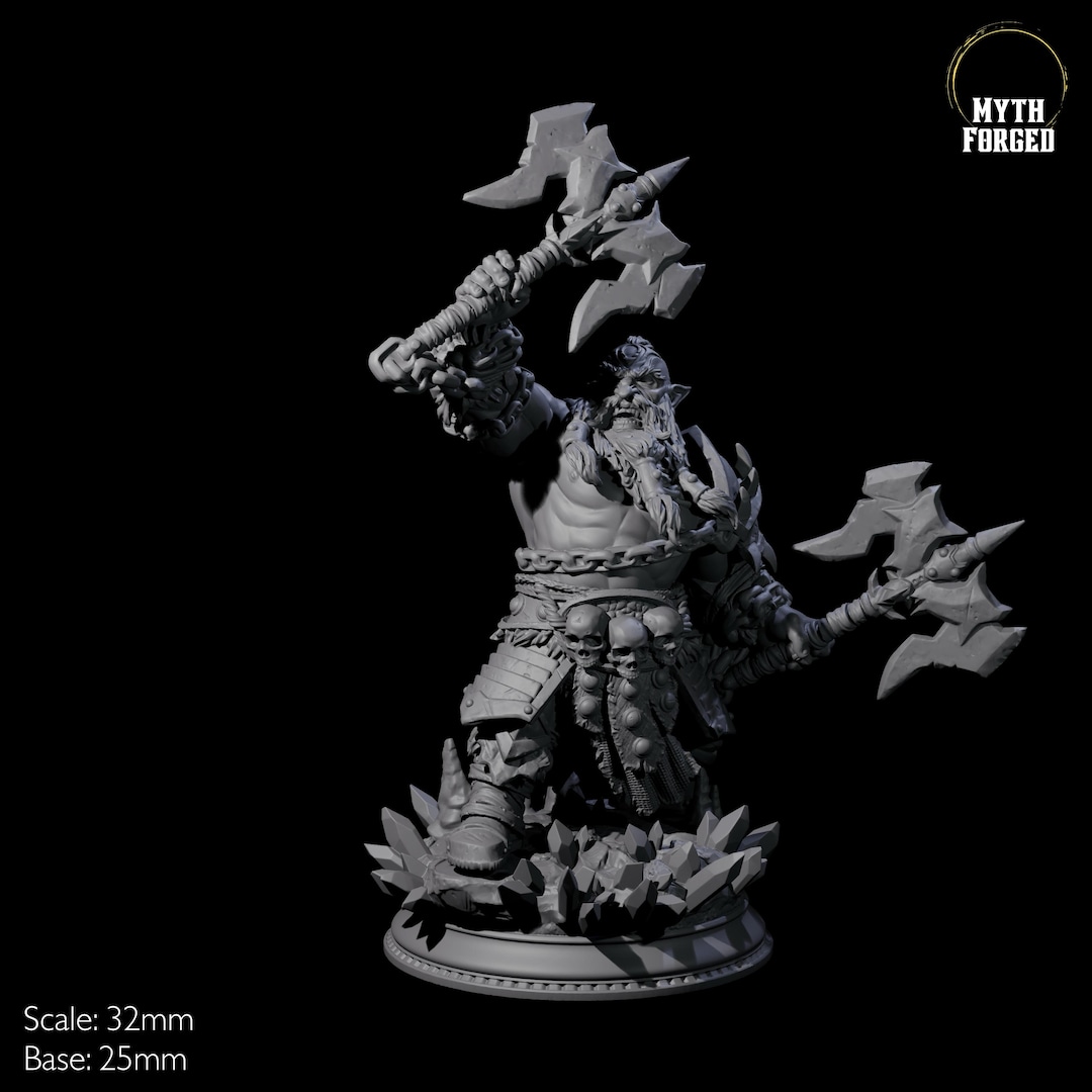Raging Dwarf Barbarian Miniature for D&D, Dungeons and Dragons ...