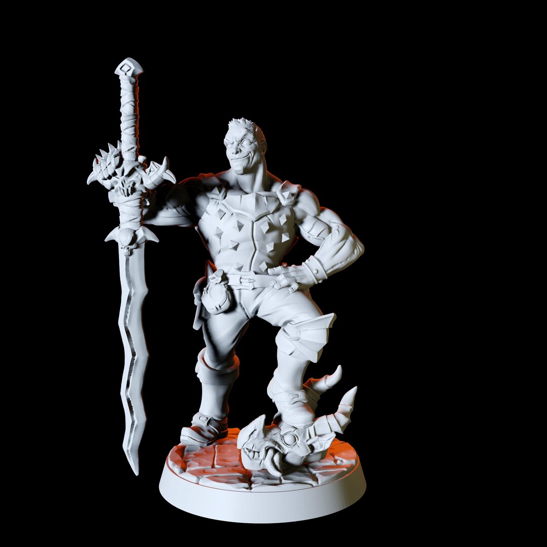 Human Barbarian Miniature for D&D, Dungeons and Dragons, Pathfinder and ...