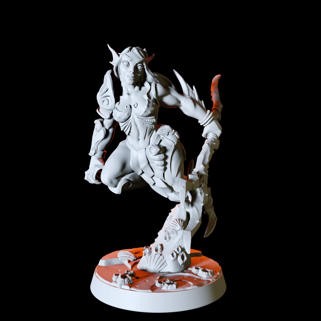 Sea Elf Miniature With Trident for D&D, Dungeons and Dragons ...
