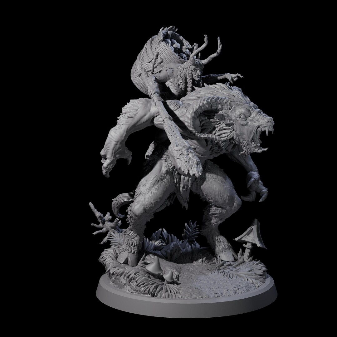 Crazed Forest Hag Riding a Beast Miniature for D&D, Dungeons and ...