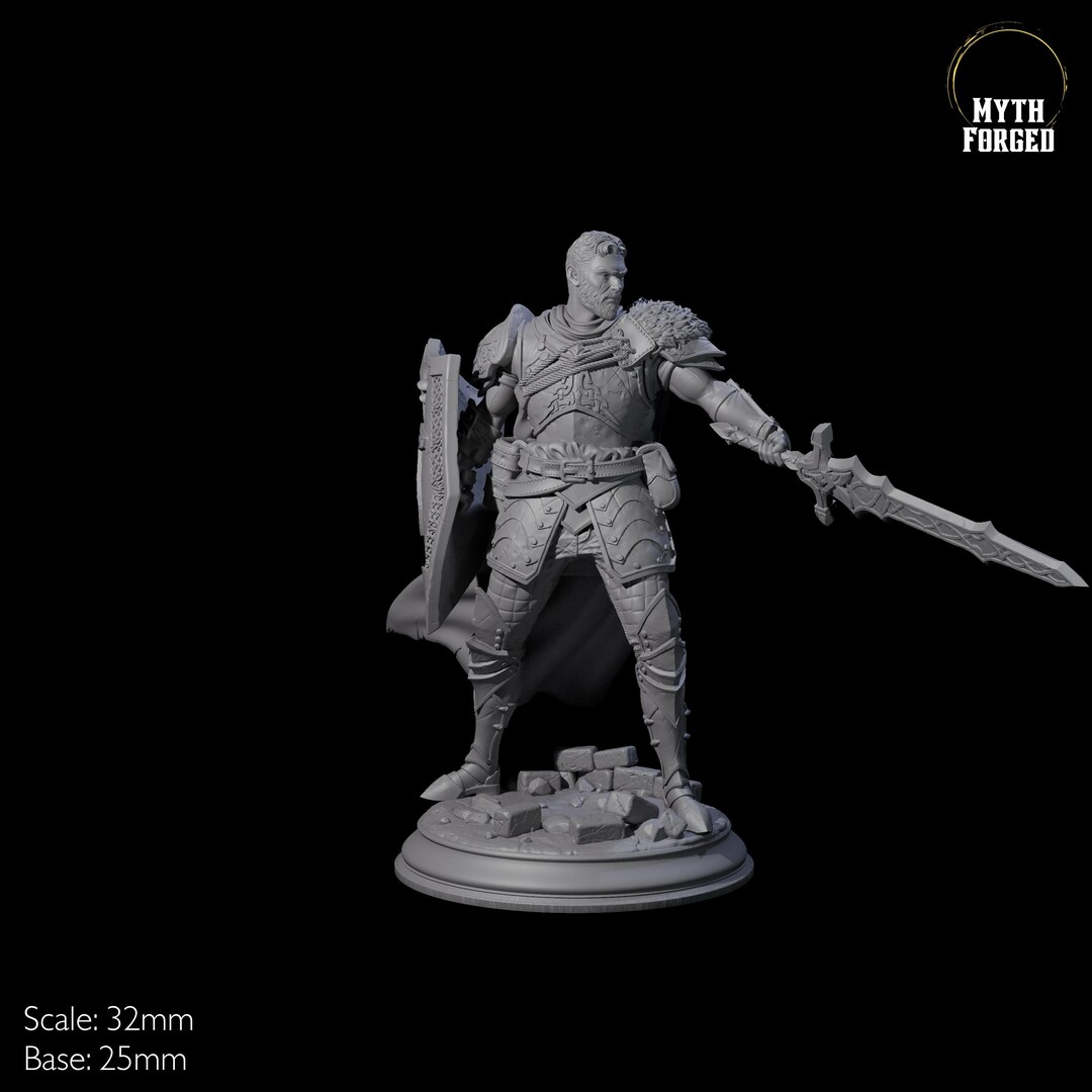 Scarred Human Knight Miniature for D&D, Dungeons and Dragons ...