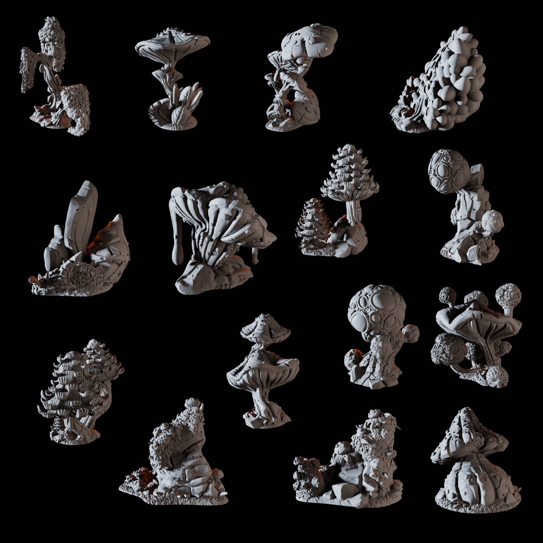 15 Underdark Fungus Scatter Terrain Miniatures for D&D, Dungeons and ...