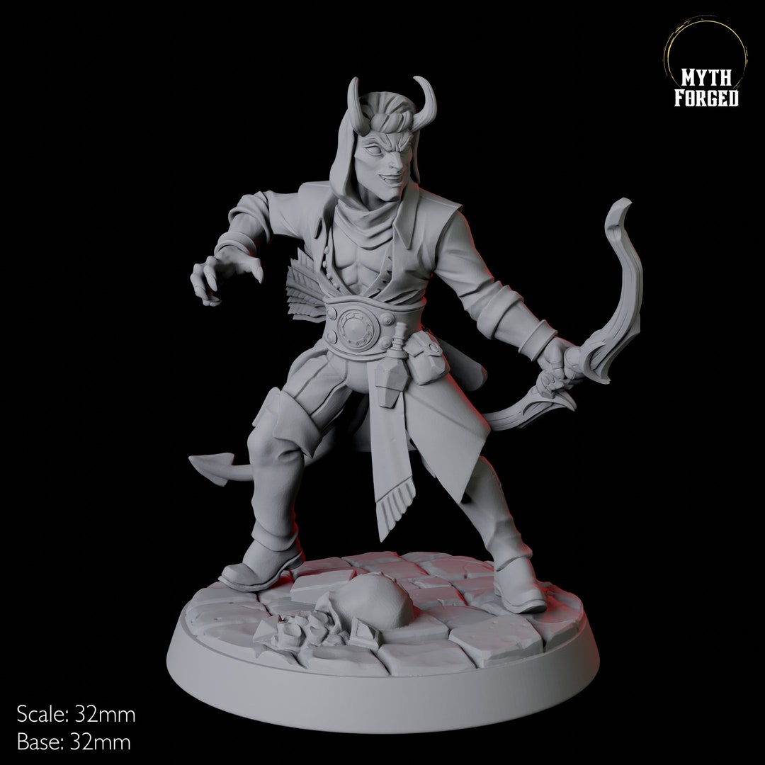Tiefling Archer Miniature B for D&D, Dungeons and Dragons, Pathfinder ...