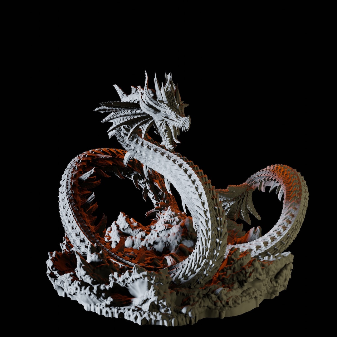 Coiled Leviathan Miniature for D&D, Dungeons and Dragons, Pathfinder ...