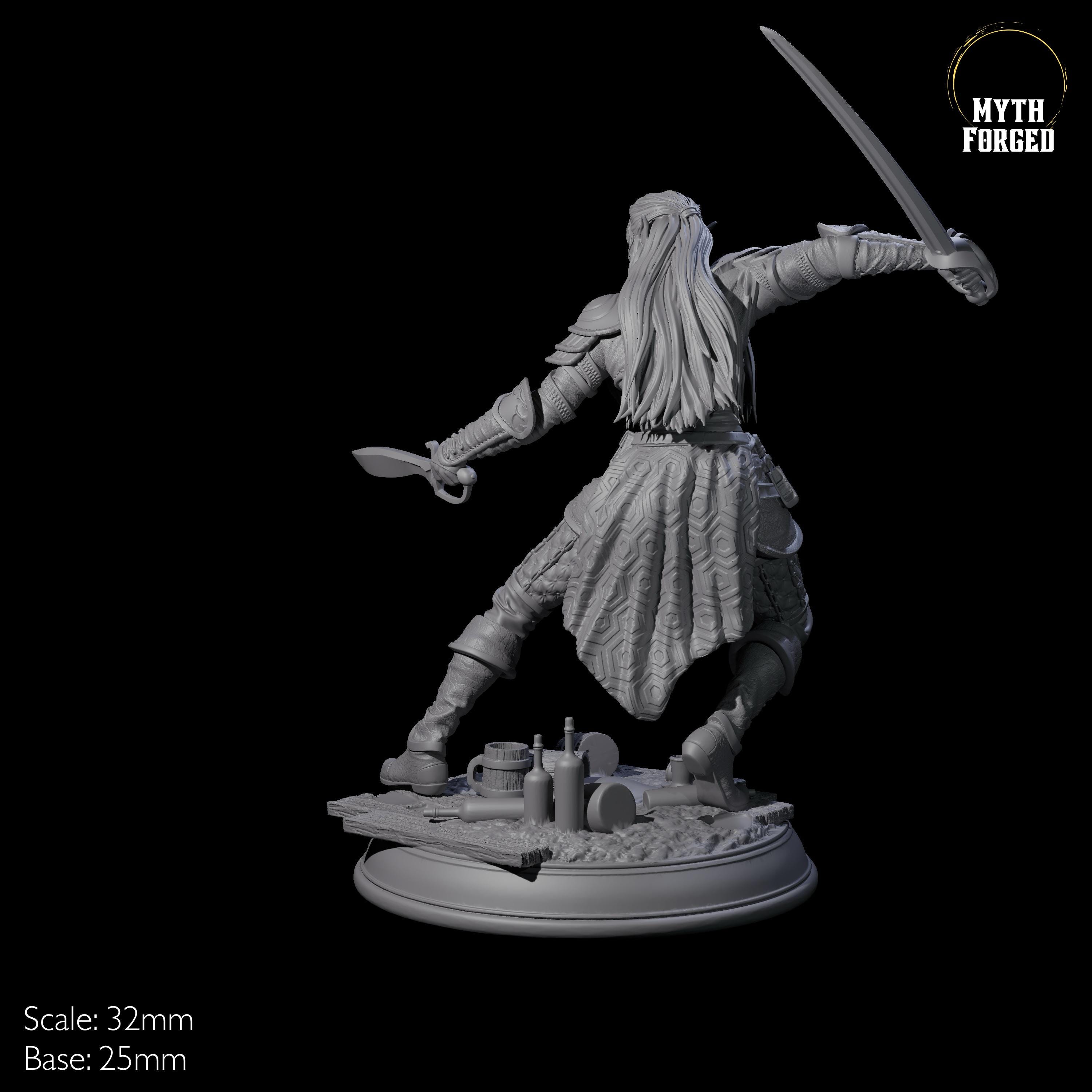 Leaping Female Elf Swordmaster Miniature for D&D, Dungeons and Dragons ...